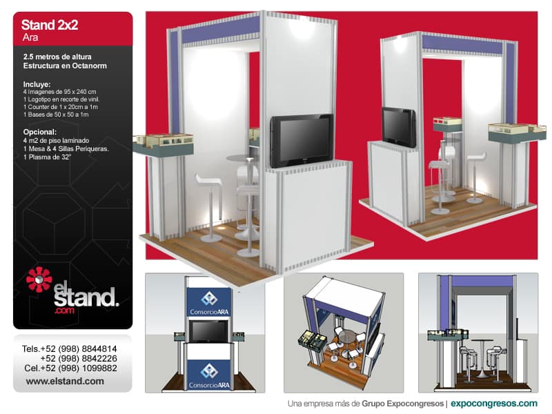 Stand 2x2 ARA, sistema Octanorm para plazas en Cancún
